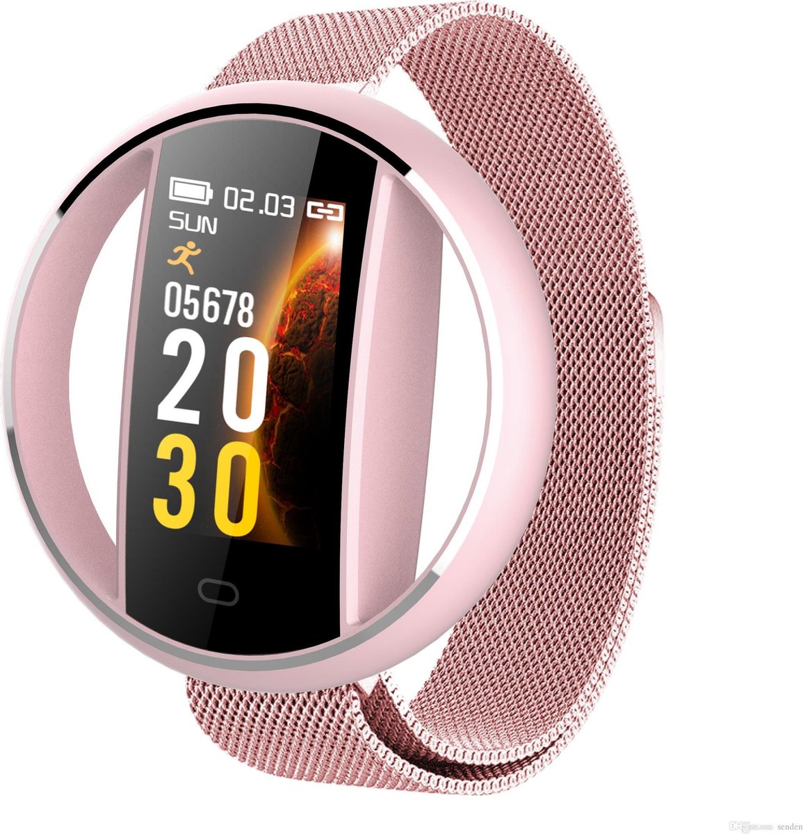 SmartWatch-Trends E99 - Smartwatch - Roze Milanees Bandje | bol