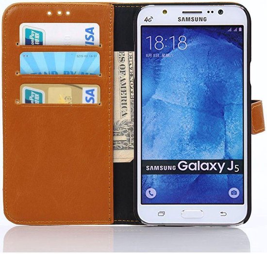 Samsung Galaxy J5 Retro Style Wallet Flip Case Bruin | bol.com