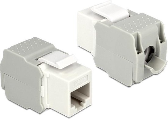 UTP CAT6 Gigabit Keystone module RJ45 - LSA (toolless) / wit/grijs | bol
