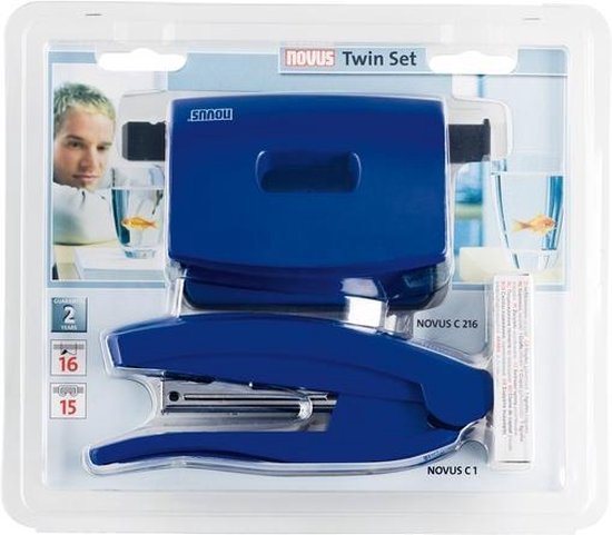 nietmachine/perforator set Novus C1/C216 blister blauw | bol