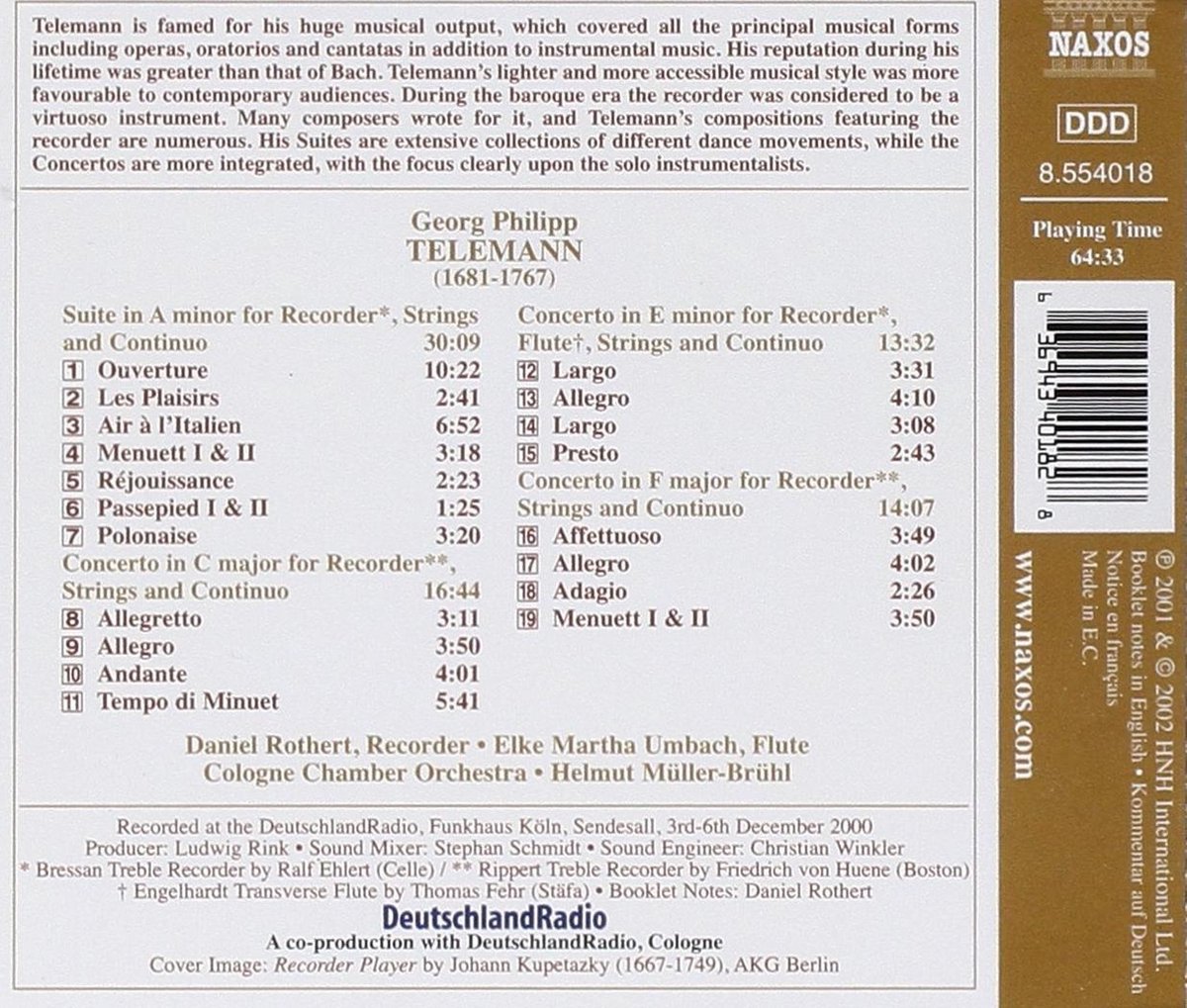 Daniel Rothert - Recorder Concertos, Suites (CD), Helmut Müller-Brühl ...