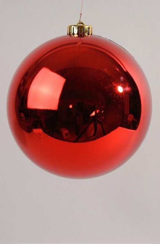 Decoris Kerstbal - rood - groot - 20 cm - kunststof - glans ...