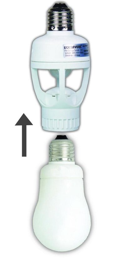 Ecosavers PIR Sensor Lampvoet E27 Bewegingsensor | E27 Lampvoet met bewegings sensor |... | bol