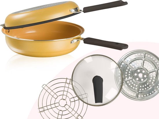 Doubletta Plus|incl. accessoires | 1 pan voor koken, bakken, braden en ...