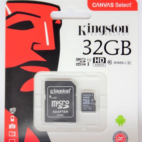 Kingston 32GB microSDHC Class 10 UHS-I + SD Adapter | bol.com