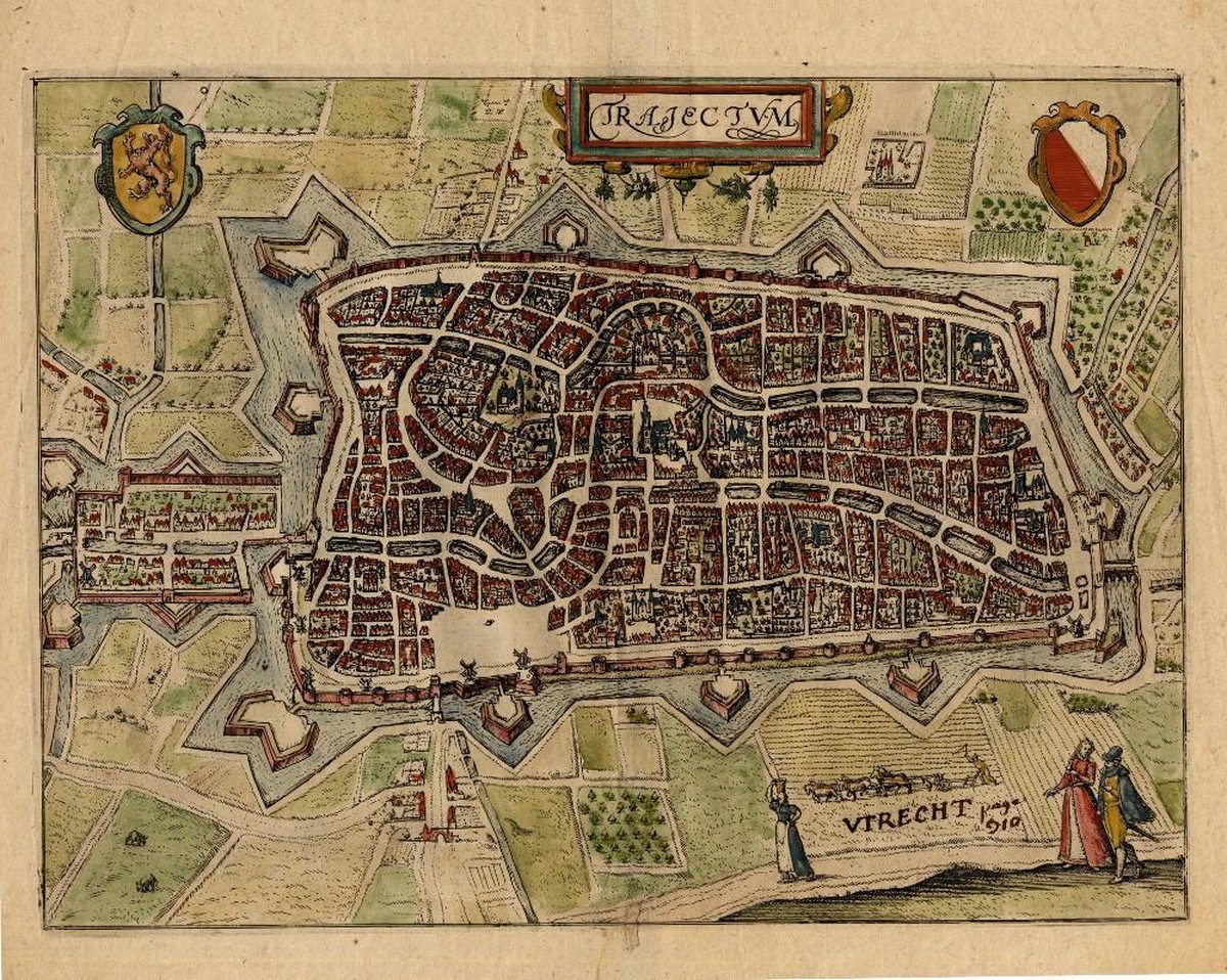 Mooie historische plattegrond, kaart van de stad Utrecht, door L ...