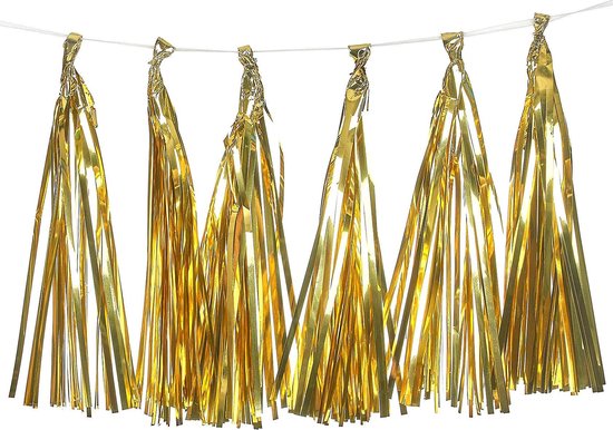 PARTYDECO - Metallic goudkleurige slinger met 12 franjes | bol