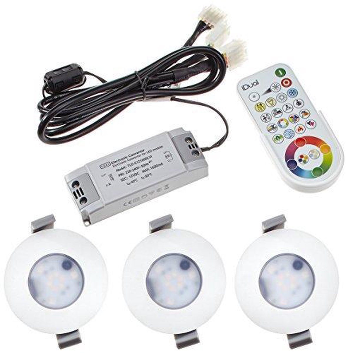 JEDI Lighting JE1295830 LED-inbouwlamp Set van 3 x 6W RGB | bol.com