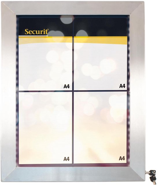 Securit Menukast - Roestvrijstaal, gekleurde LED verlichting, 4x A4 | bol