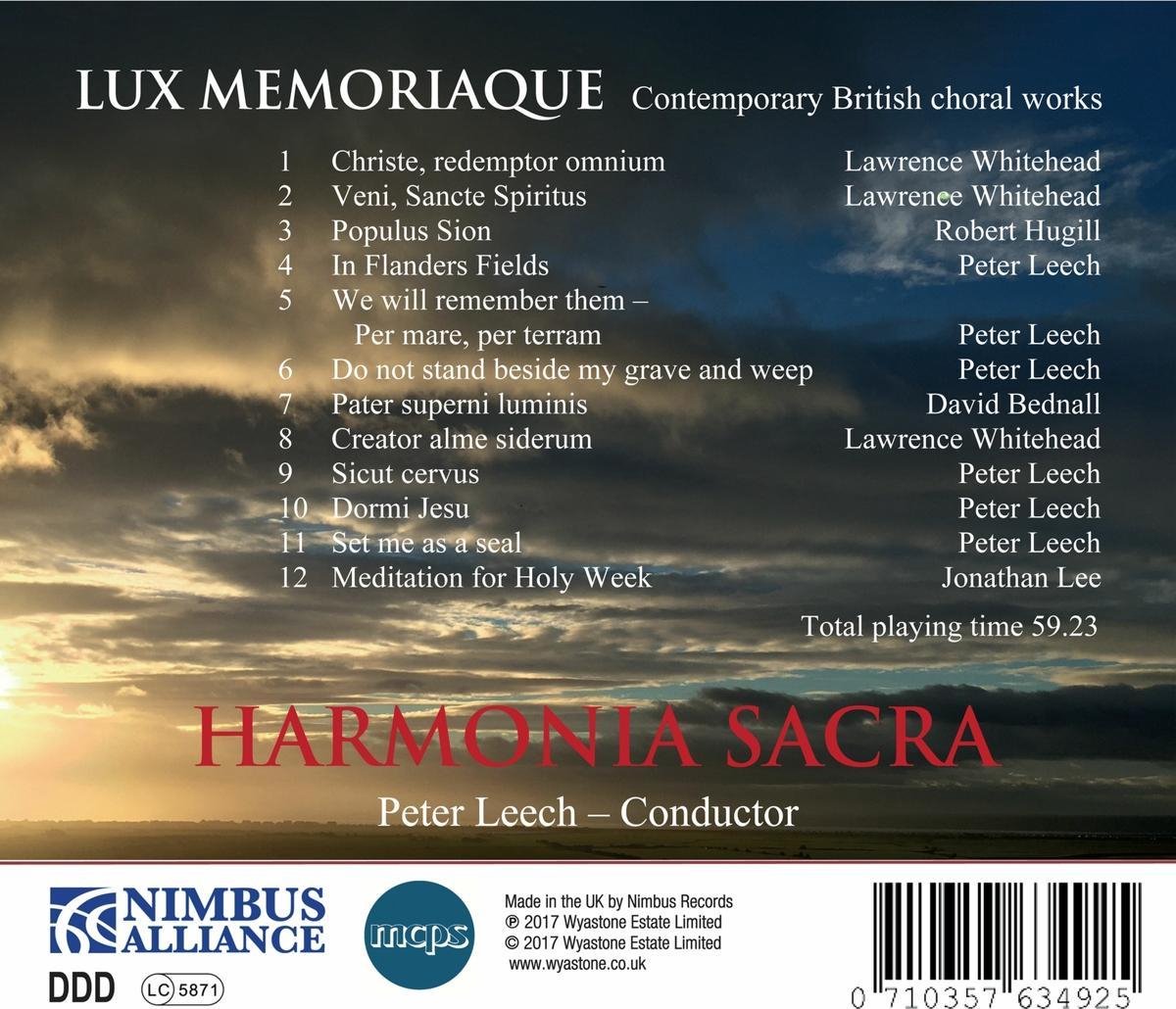 Harmonia Sacra & Peter Leech - Lux Memoriaque (CD), Peter Leech ...