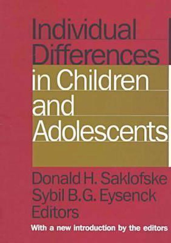 Individual Differences in Children and Adolescents, Sybil B. G. Eysenck ...