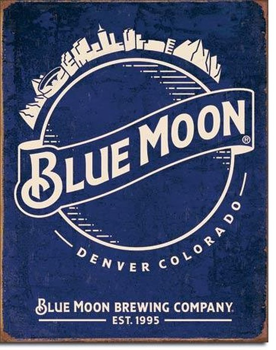 Retro Blue Moon Brewing Co. wandbord - metaal - 30 x 40cm | bol