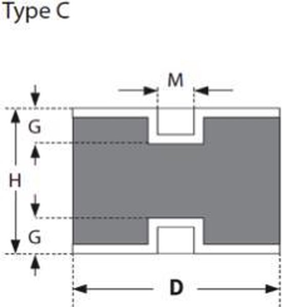 Cilindrische Trillingsdemper - RVS-316 - Type C 75 x 50 C m12i | bol