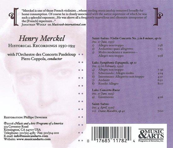 Henry Merckel - Symphonie Espagnole/Violin Concerto (CD), Lalo | Muziek ...
