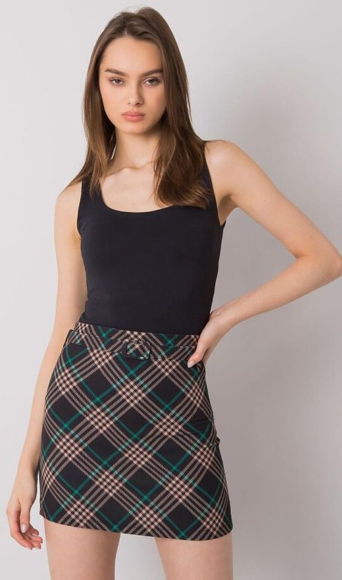 Mini rok - Dames Rok - Maat S - Geruit - Meerkleurig - Groen | bol