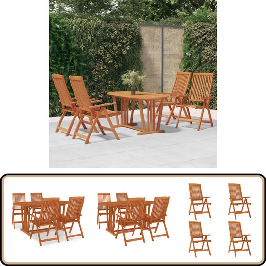 vidaXL 5-delige Tuinset - Massief Eucalyptushout Houten Tuinset ...
