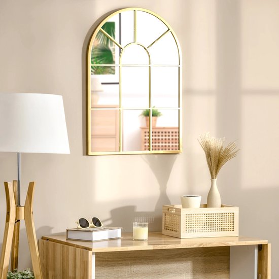 Luxe Uitstraling Gouden Muur Spiegel 50X70Cm Gebogen Raam Wand Spiegel ...