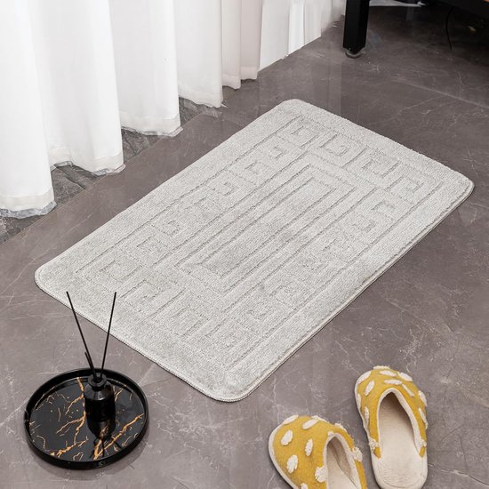 Anti-slip badmatset - Griekse stijl - 2 stuks - Grijs - Inclusief ...