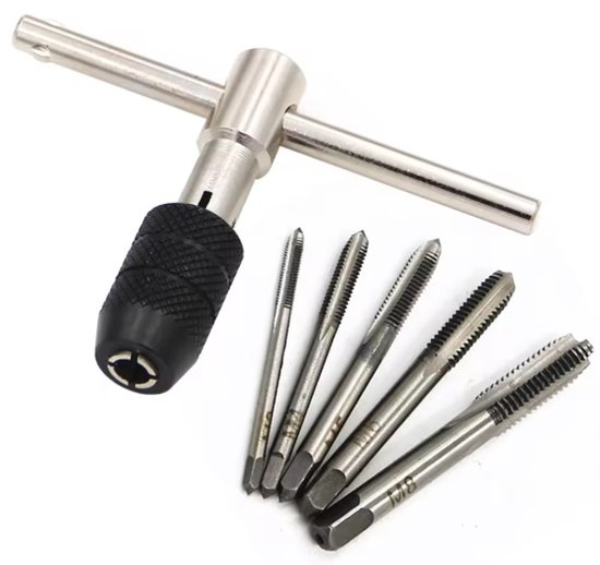 Draadtap set M3, M4, M5, M6 en M8 met tapijzer - handdraadtap set ...