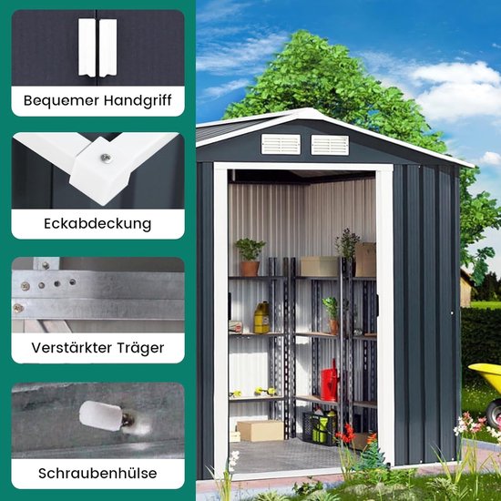 Costway Tuinhuis Opslag Schuurtje - Schuifdeur - 213x127x185cm ...