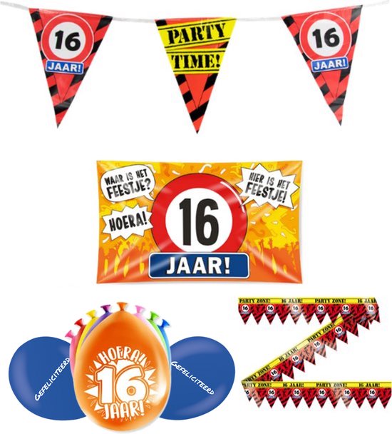 16 jaar versiering pakket - Versiering Verjaardag - Versiering 16 Jaar ...