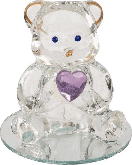 Glazen beeldje - Beer met hartje Roze | bol