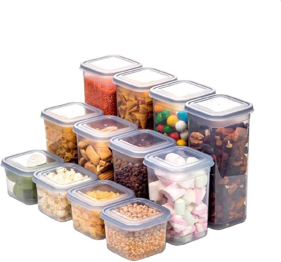 Opbergdozen met deksel - Voorraadopslag - Set van 12 stuks | bol