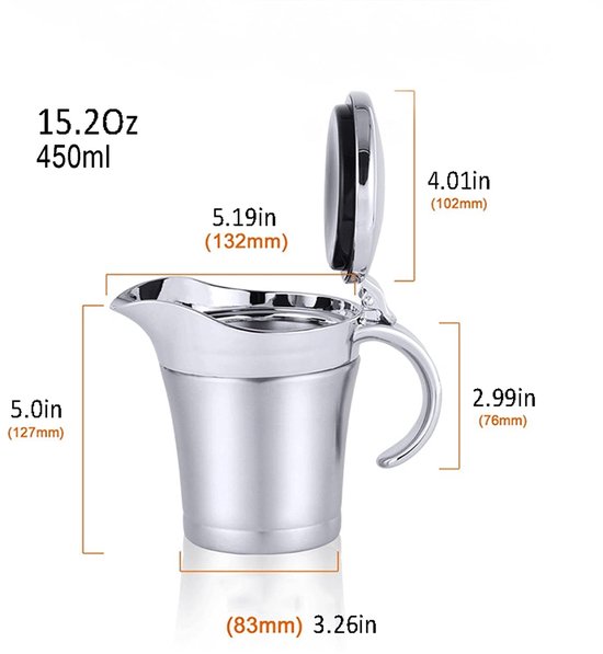 creamer pitcher, Creamer Jug, Churn Jug, 450 ml geïsoleerde juskom ...