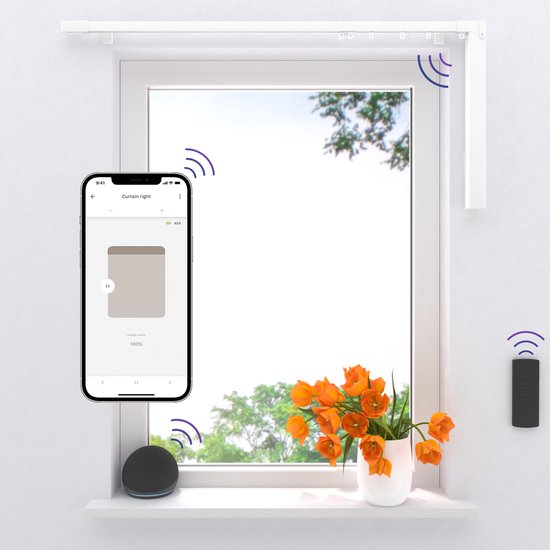 Radeco® Elektrische gordijnrail - Enkelzijdig op te hangen - Smart home ...
