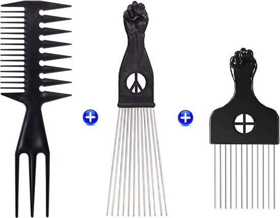 Maxenza Brede 3 Way Kam - Afro Kam - Afro Comb - Afro Pick - Styling Pik Afro Comb -... | bol