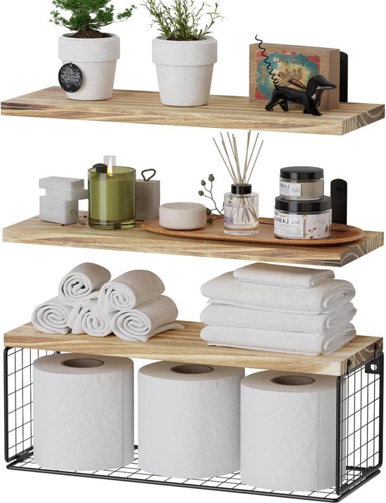 Zwevende Houten Badkamerplanken - Organisatie en Decoratie - 2 Stuks ...