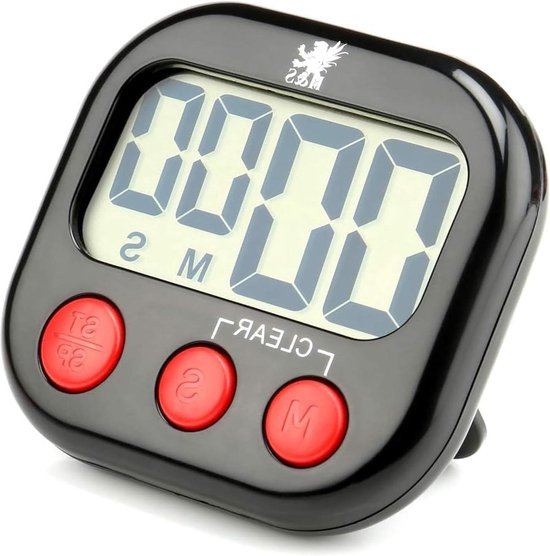 Digitale Keuken Timer - Groot LCD-scherm - Geschikt voor Koken - Zwart ...