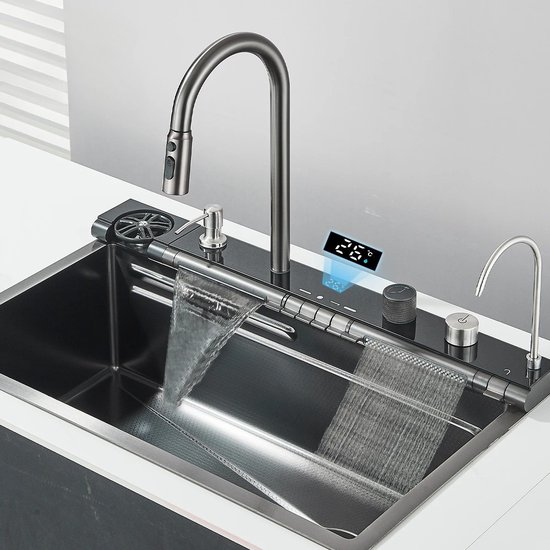 Nadijo RVS Waterval Gootsteen - Digitale tempratuur display - Grote ...