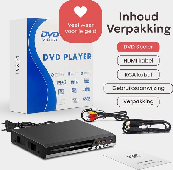 TM&DY DVD Speler met HDMI - 1080P Full HD - HDMI, RCA, USB en AUX ...