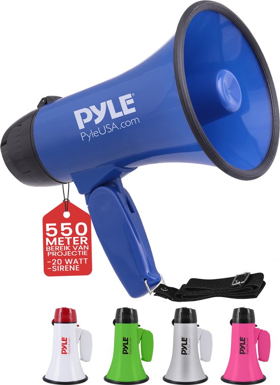 Pyle Megafoon - 20 Watt Toeter met Sirene – Luidsprekerhoorn- Draagbare Luidspreker-... | bol