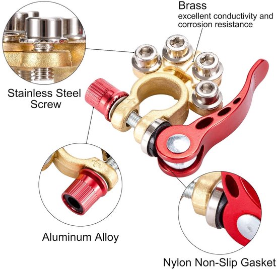 12 V accu-terminal aansluitingen positief en negatief met ...