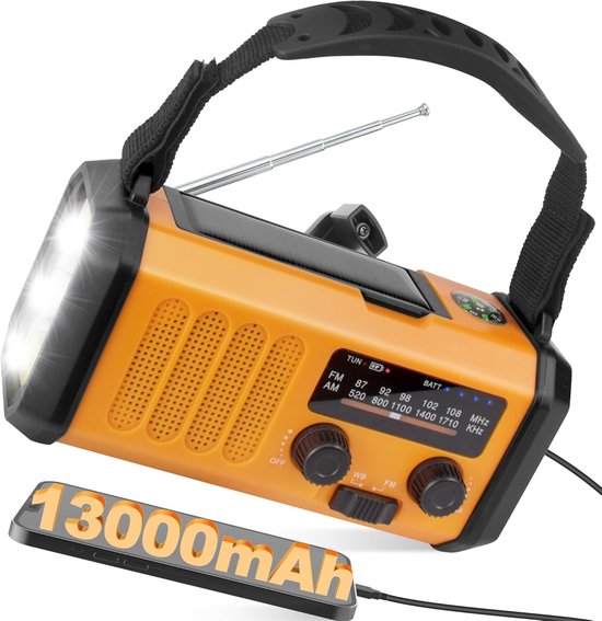 Noodradio Solar Opwindbaar en Batterij - Opwindbare Radio - Draagbare ...