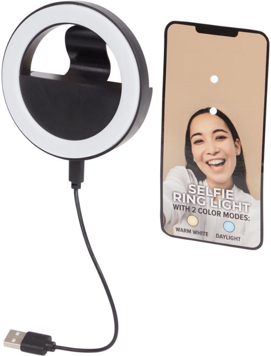 Selfie Ringlicht - Oplaadbaar LED Ring Light voor perfecte foto's en ...