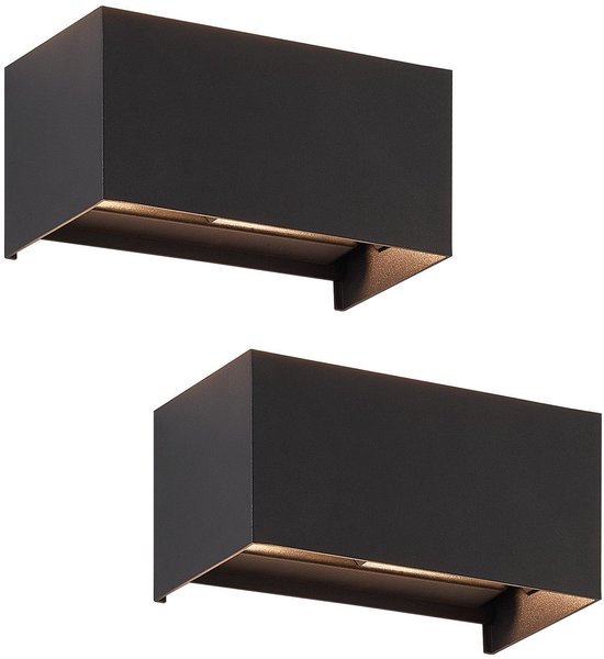 NETTLIFE Wandlamp LED - zwart - 2 stuks - moderne - 3000K warm wit ...