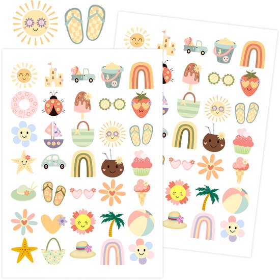 Zomer Stickers - 2 Stickervellen - Stickervellen Zomer - Stickers Zomer ...