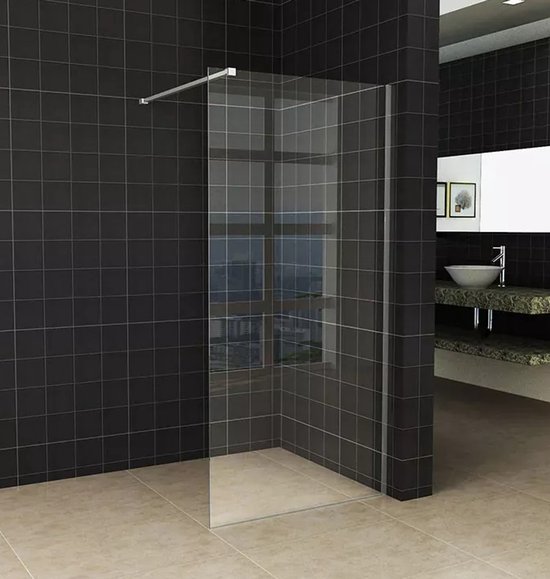 Inloopdouche 8 mm Helder Glas met Verchroomde Profielen – Breedte 90 cm ...