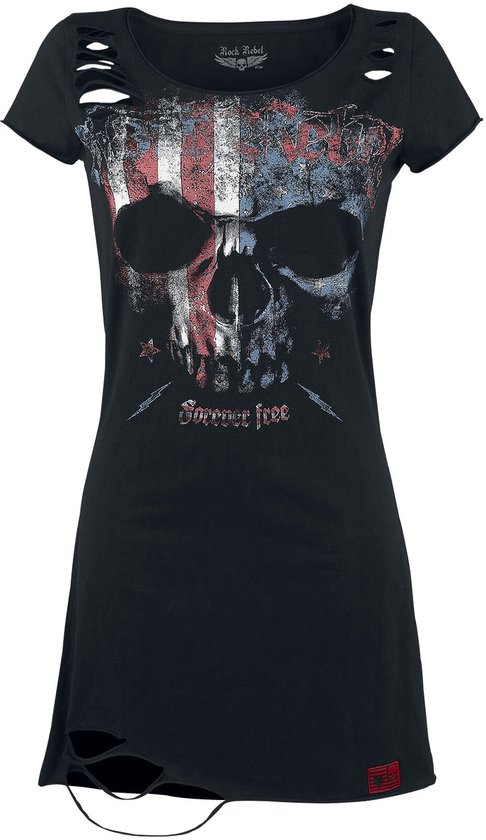 Rock Rebel by EMP Zwart kort jurkje met doodshoofdprint Vrouwen - 3XL | bol