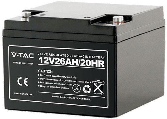 V-TAC VT-12-26 Elektrisch Stroomsysteem | 26AH Loodzuur Accu's | bol