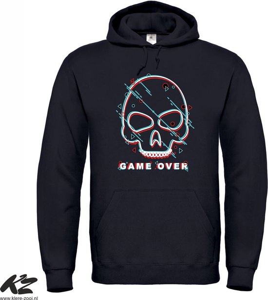 Game Over Skull - Unisex Hoodie - S - Zwart | bol