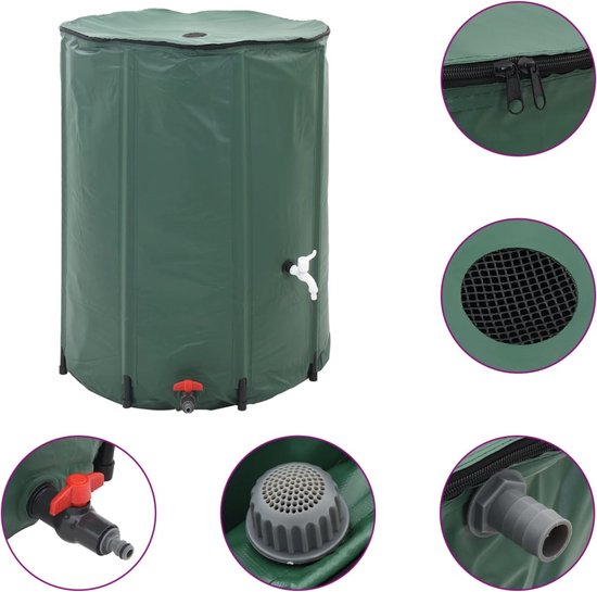 vidaXL Regenton Inklapbaar 750 L - Groen Regenwatertank - Regenton ...