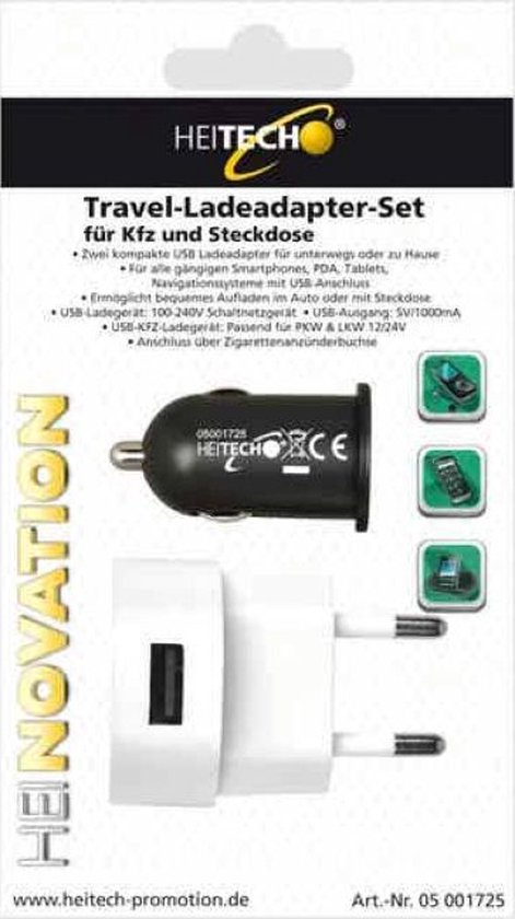 Travel USB Oplader Set - Dubbele USB Oplader - 12V/24V Auto Adapter ...