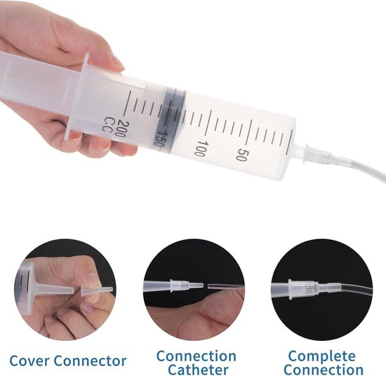 Syringe 2 pieces 100 + 200 ml hose syringe and blunt needles - oil ...