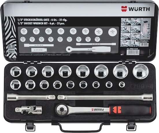 Wurth - 1/2 inch dopsleutels Assortiment met 21 stuks - 1/2 inch ...