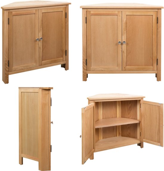vidaXL Hoekkast 80x33,5x78 cm massief eikenhout - Hoekkast - Hoekkasten ...