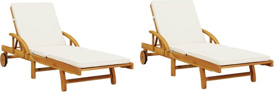 vidaXL Ligbedden - Set van 2 - Inclusief Kussens - Bruin Ligstoel ...